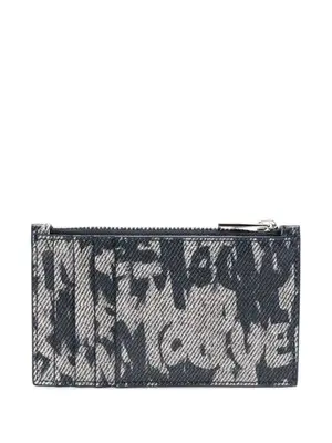 Alexander McQueen Graffiti Logo-print Leather Card Holder