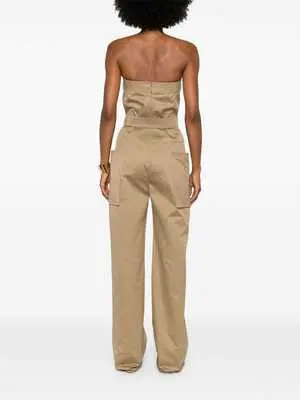 Saint Laurent Strapless Belted Cotton Jumpsuit