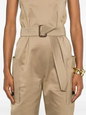 Saint Laurent Strapless Belted Cotton Jumpsuit