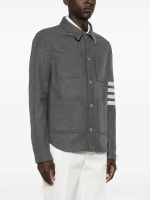 Thom Browne 4-bar Felted Shirt Jacket - Grey