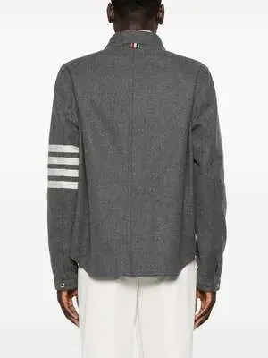 Thom Browne 4-bar Felted Shirt Jacket - Grey