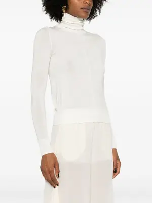 Chloé Logo-embroidered Roll-neck Jumper - White