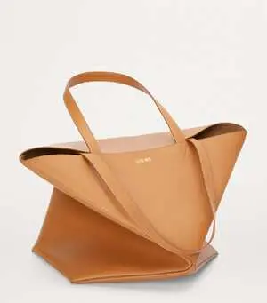 Loewe Leather Puzzle Fold Tote Bag - Beige