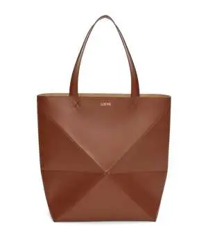 Loewe Xl Leather Puzzle Fold Tote Bag Brown