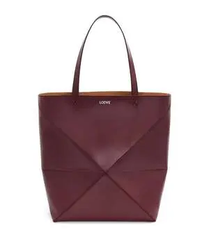 Loewe Xl Leather Puzzle Fold Tote Bag Burgundy
