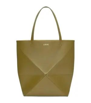 Loewe Xl Leather Puzzle Fold Tote Bag Green