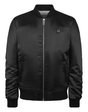 Philipp Plein Satin Bomber Skull - Black