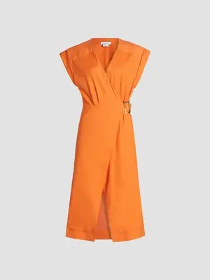 Veronica Beard Octavia Linen-blend Wrap Midi-dress