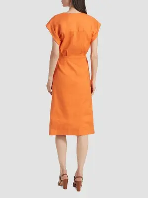 Veronica Beard Octavia Linen-blend Wrap Midi-dress