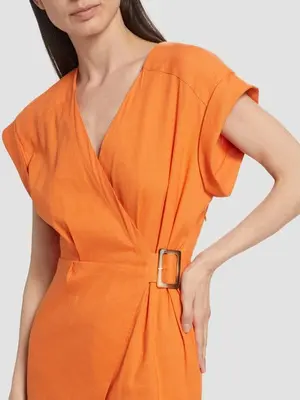 Veronica Beard Octavia Linen-blend Wrap Midi-dress