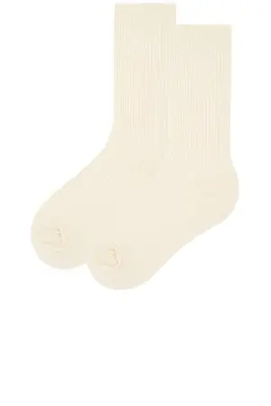 Eterne Classic Ribbed Knit Socks - Cream