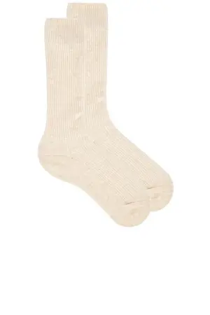 Eterne Classic Ribbed Knit Socks - Heather Oatmeal
