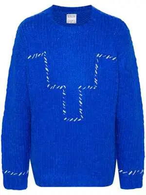 COUNTY OF MILAN Marcelo Burlon Logo-embroidered Chunky-knit Jumper - Blue