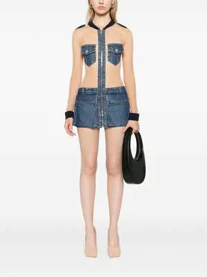 Coperni Tulle-paneled Denim Minidress - Blue