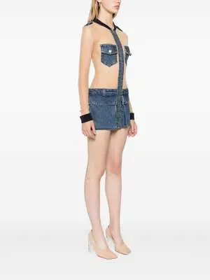 Coperni Tulle-paneled Denim Minidress - Blue