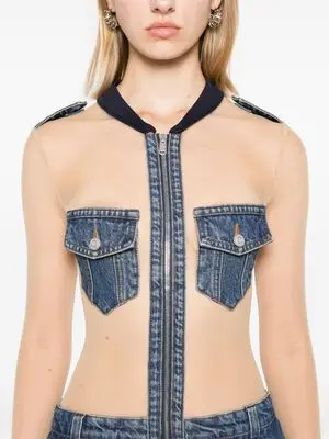 Coperni Tulle-paneled Denim Minidress - Blue