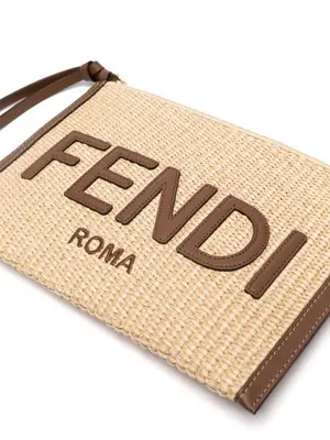 Fendi Straw Clutch Bag