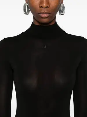 COURREGES Logo-patch Roll-neck Top - Black