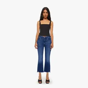 MOTHER Petites The Lil Insider Crop Step Fray Off Limits Jeans - Blue