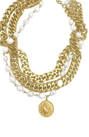 ST. MORAN Aragon Freshwater Pearl Layered Necklace