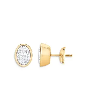 Bloomingdale'S Certified Lab Grown Diamond Oval Bezel Stud Earrings In 18k 3.0 Tcw - Yellow Gold