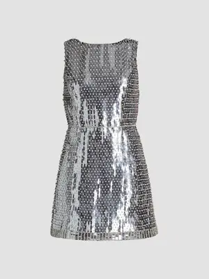 Alice + Olivia Lindsey Embellished Metallic Minidress - Black Silver