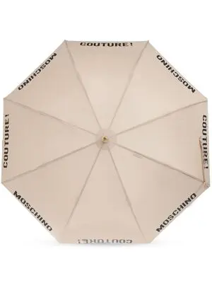 Moschino Logo-print Crook-handle Umbrella - Neutrals