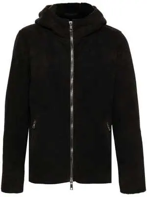 GIORGIO BRATO Hooded Leather Jacket - Black