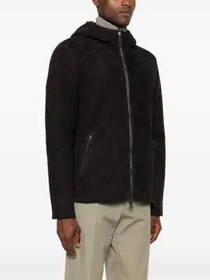 GIORGIO BRATO Hooded Leather Jacket - Black