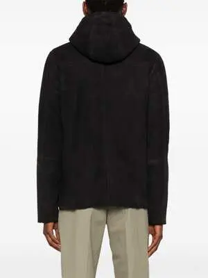 GIORGIO BRATO Hooded Leather Jacket - Black