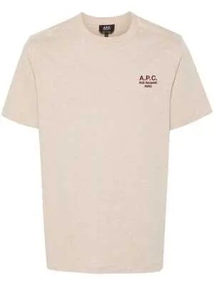 A.p.c. Logo-embroidered Mélange T-shirt - Neutrals