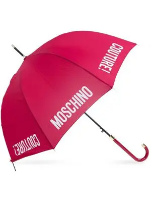 Moschino Logo-print Crook-handle Umbrella - Red