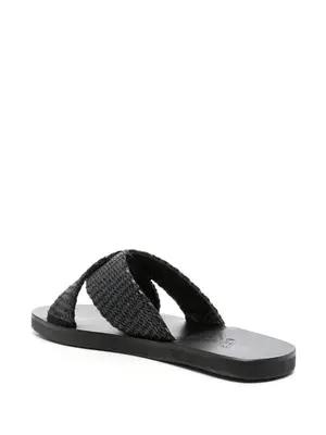 ANCIENT GREEK SANDALS Bios Straw Slides - Black