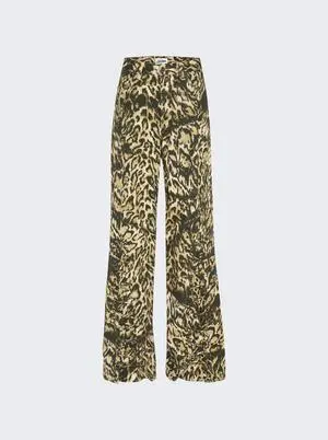 Jean Paul Gaultier Denim Pants With Lacing Detail - Leopard Print