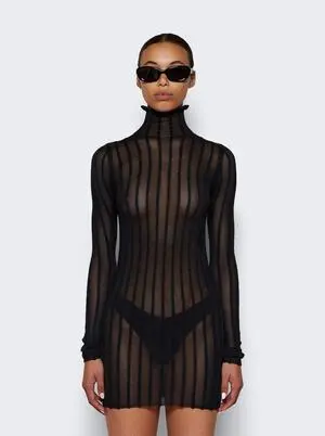 Attico Semi-sheer Knitted Ribbed Mini Dress