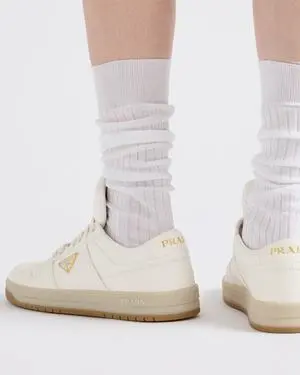 Prada Downtown Nappa Leather Sneakers - Neutral