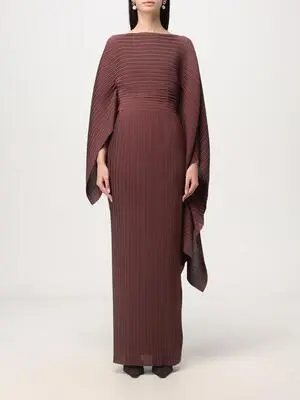 Solace London Pleated Maxi Dress With Flowy Sleeves - Brown