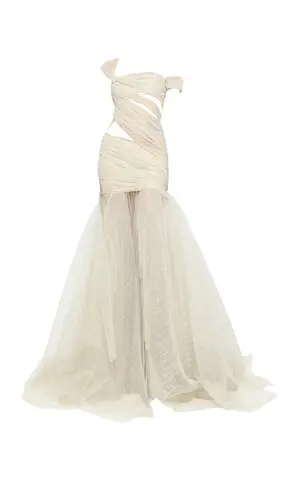 Atelier Prabal Gurung Isabelle Pleated Tulle Gown Us 2