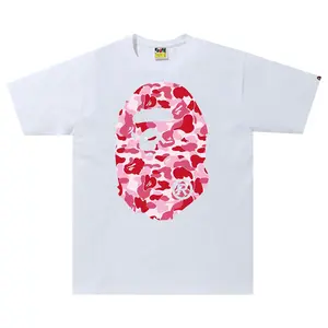 A BATHING APE Abc Camo Big Ape Head Tee /pink - White