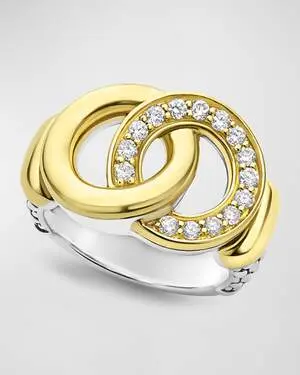 Lagos LAGOS Signature Caviar Two-Tone Diamond Ring Two Tone