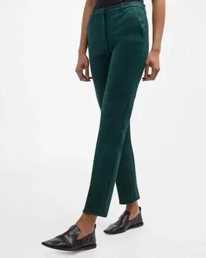 Emporio Armani Straight-leg Couture Cotton Trousers - Pine Green