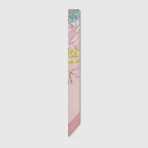 Gucci Printed Silk Twill Ribbon, Pink, Silk Pink