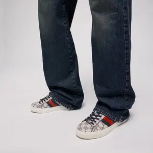 Gucci Ace Sneaker With Web Gg Canvas - Blue