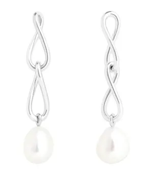 ASTRID & MIYU Sterling And Pearl Drop Earrings - Silver