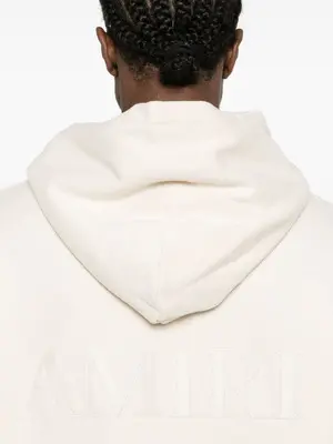 Amiri Logo Embroidered Cotton Hoodie - White