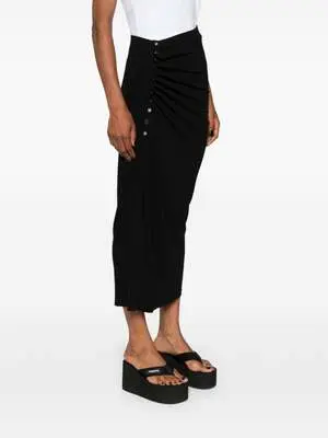 Rabanne Ruched Midi Skirt - Black