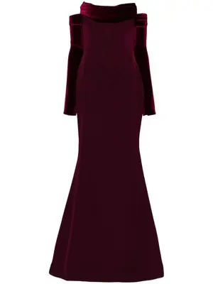 RHEA COSTA Raven Crepe Gown - Red