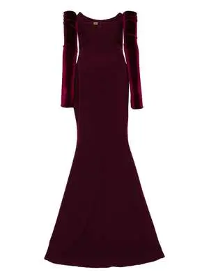 RHEA COSTA Raven Crepe Gown - Red