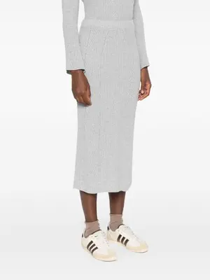 TWINSET Lurex Ribbed-knit Midi Skirt - Grey