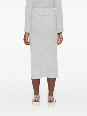 TWINSET Lurex Ribbed-knit Midi Skirt - Grey